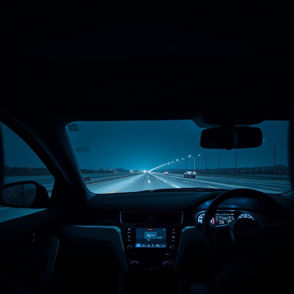 Solitary Night Drive: A Modern Car Interior Experience
