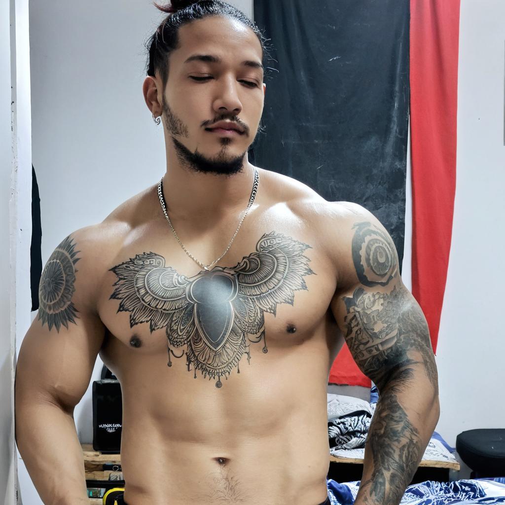 Muscular Man Selfie: Confidence and Artistry in Body Art