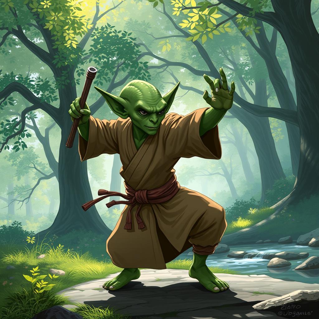Hobgoblin Monk in Serene Forest | Martial Arts Mastery