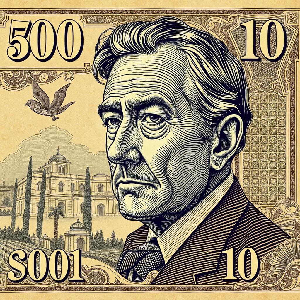Artistic Banknote Design Featuring a Distinguished Portrait