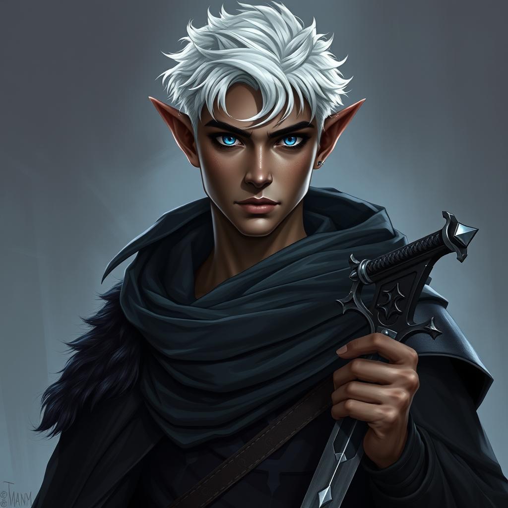 Mysterious Young Tiefling Warlock with Binding Sword