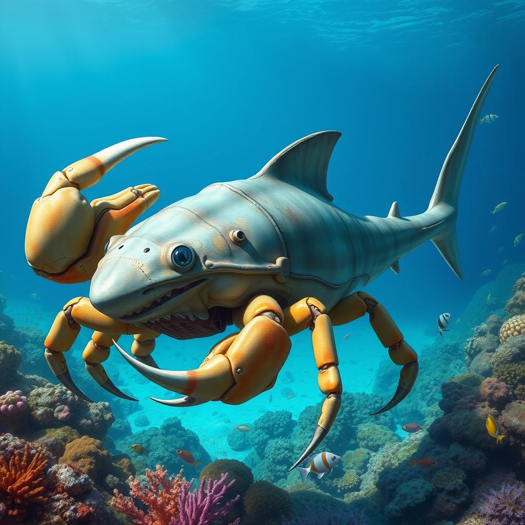 Hybrid Creature Art: Giant Crab Meets Shark