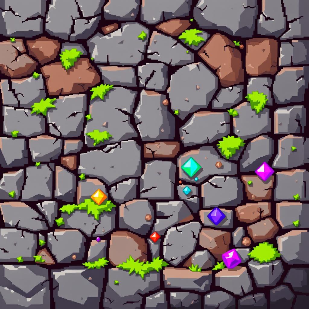 Vibrant Pixel Art Background for Mine-Themed Video Game