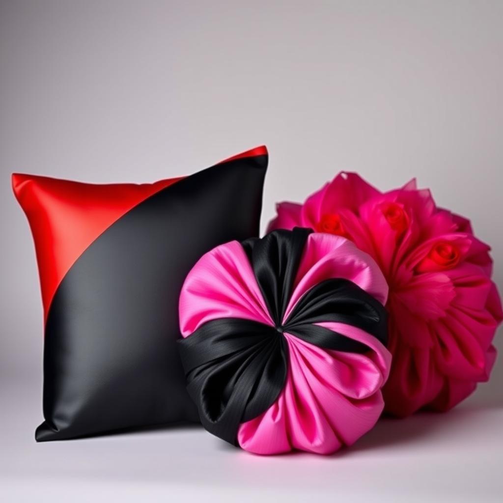 Elegant Modern Puffs: A Stylish Arrangement in Bold Colors