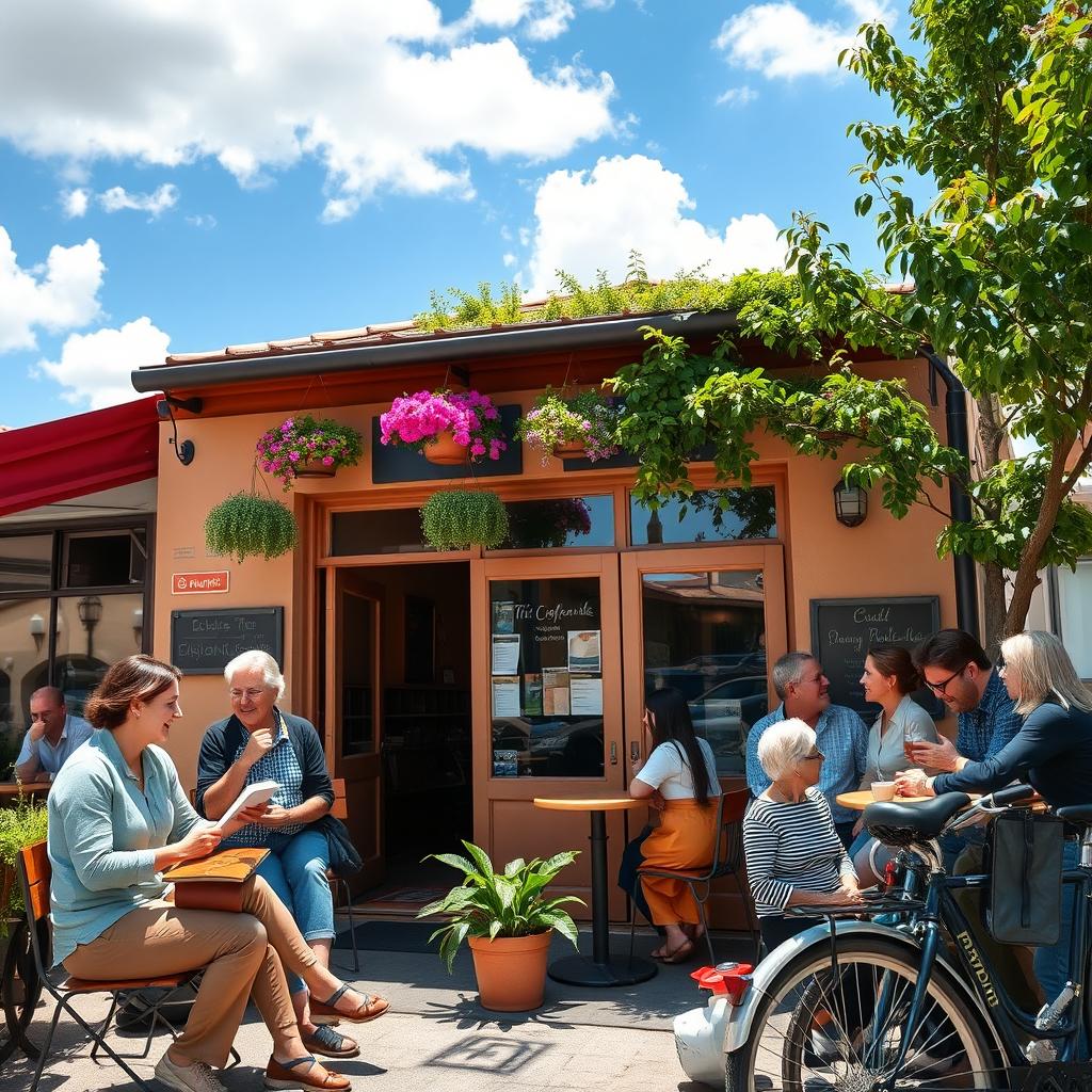 Charming Cafe Scene: A Lively Outdoor Experience