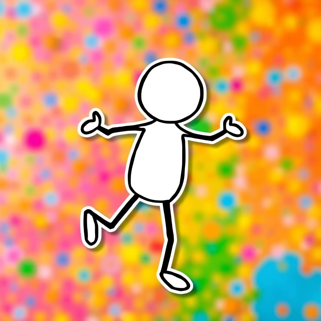 Create a Playful Sticky Figure with Bold Outlines Against a Vibrant ...