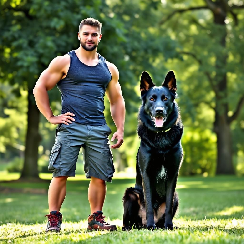 Strength and Loyalty: A Proud Man and His German Shepherd