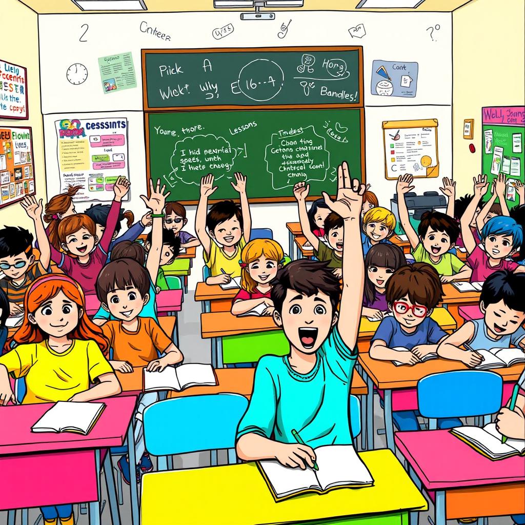 Vibrant Comic Book Classroom Illustration | Dynamic Learning Environment