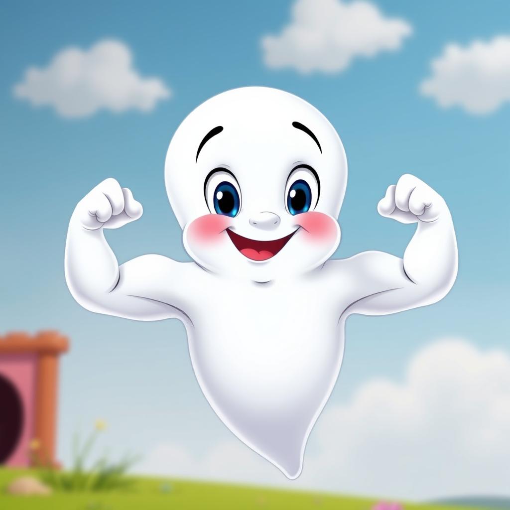 Cheerful Cartoon Ghost Casper Flexes Muscles | Fun Animation