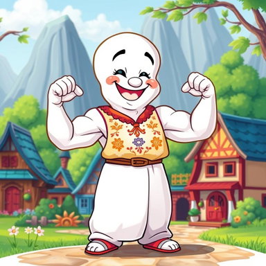 Slavic Ghost: A Playful Twist on Casper in Cartoon Style