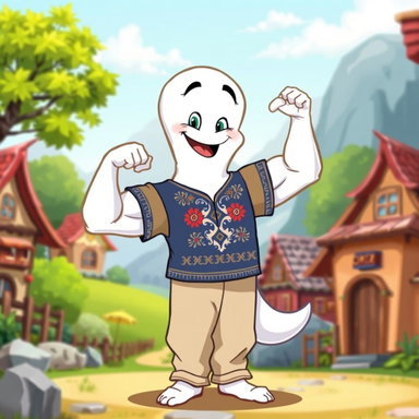 Slavic Ghost: A Playful Twist on Casper in Cartoon Style