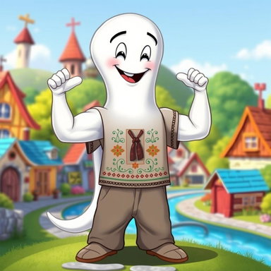 Slavic Ghost: A Playful Twist on Casper in Cartoon Style