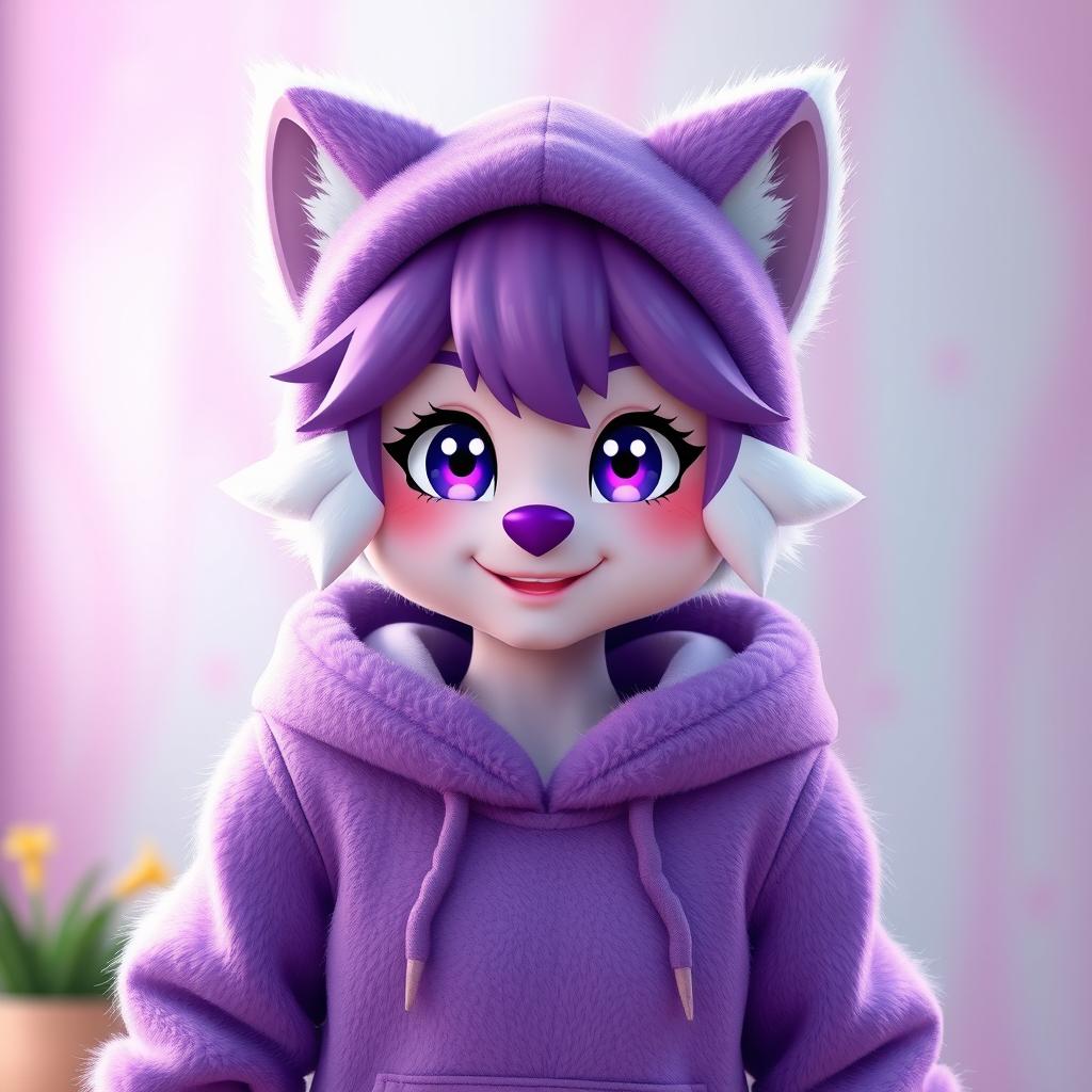 Stylish Purple Hoodie Furry Avatar in VRChat - Meet Mayu
