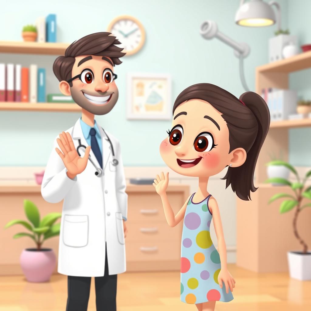 Cheerful Doctor's Office Animation: A Joyful Goodbye