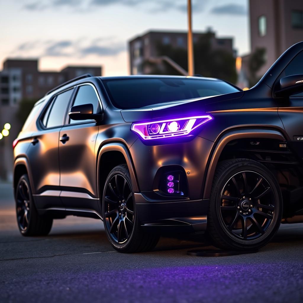 Sleek 2019 Traverse: Satin Black Wrap & Purple LED Lights