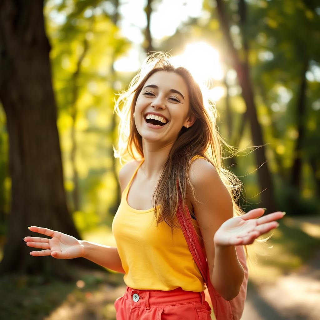 Joyful Outdoor Moments: Capturing Young Women's Playful Happiness