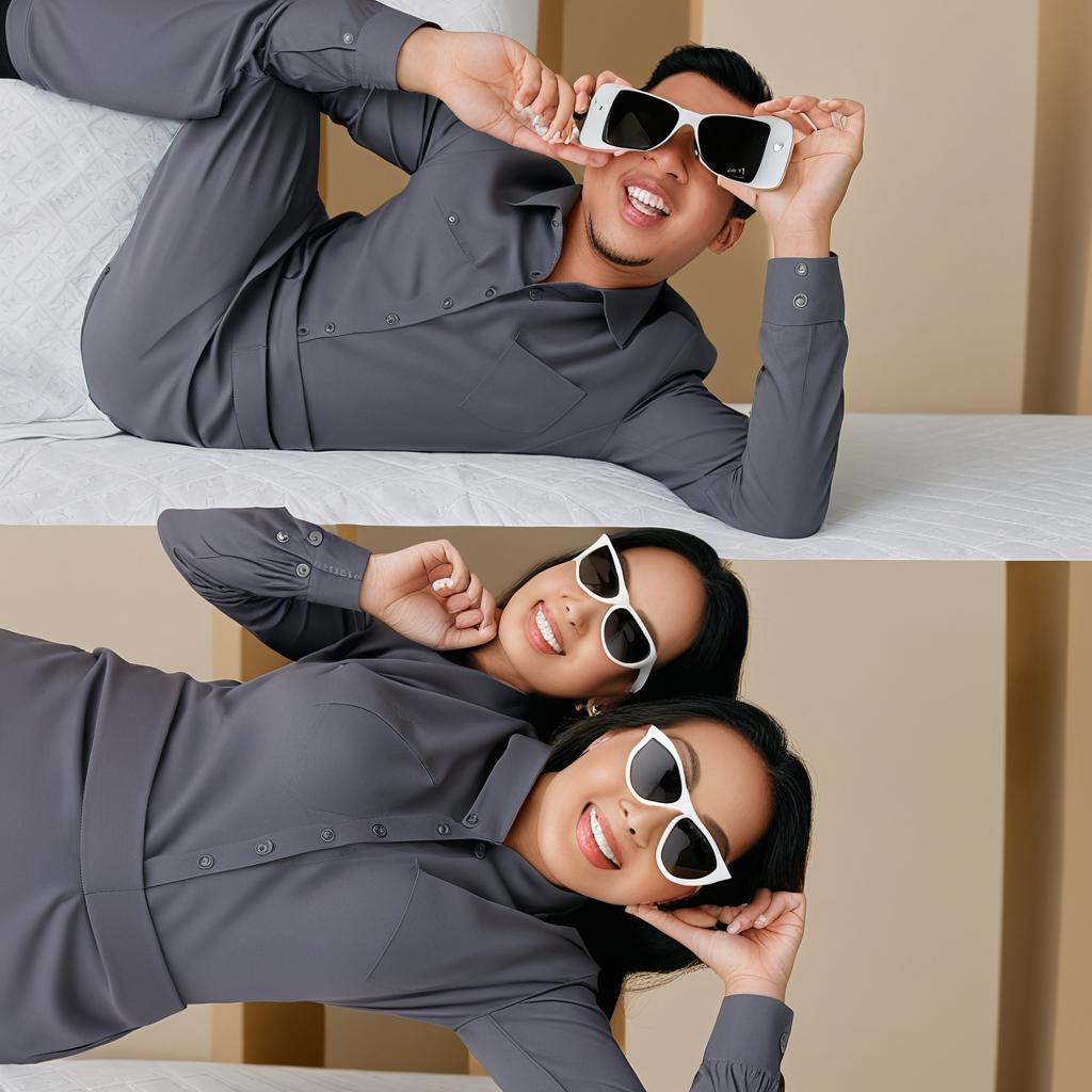Stylish Young Couple in Traditional Gray Outfits | Photography Ideas