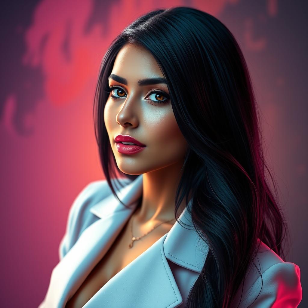 Stunning Digital Portrait of Mia Khalifa - Vibrant and Chic Representation
