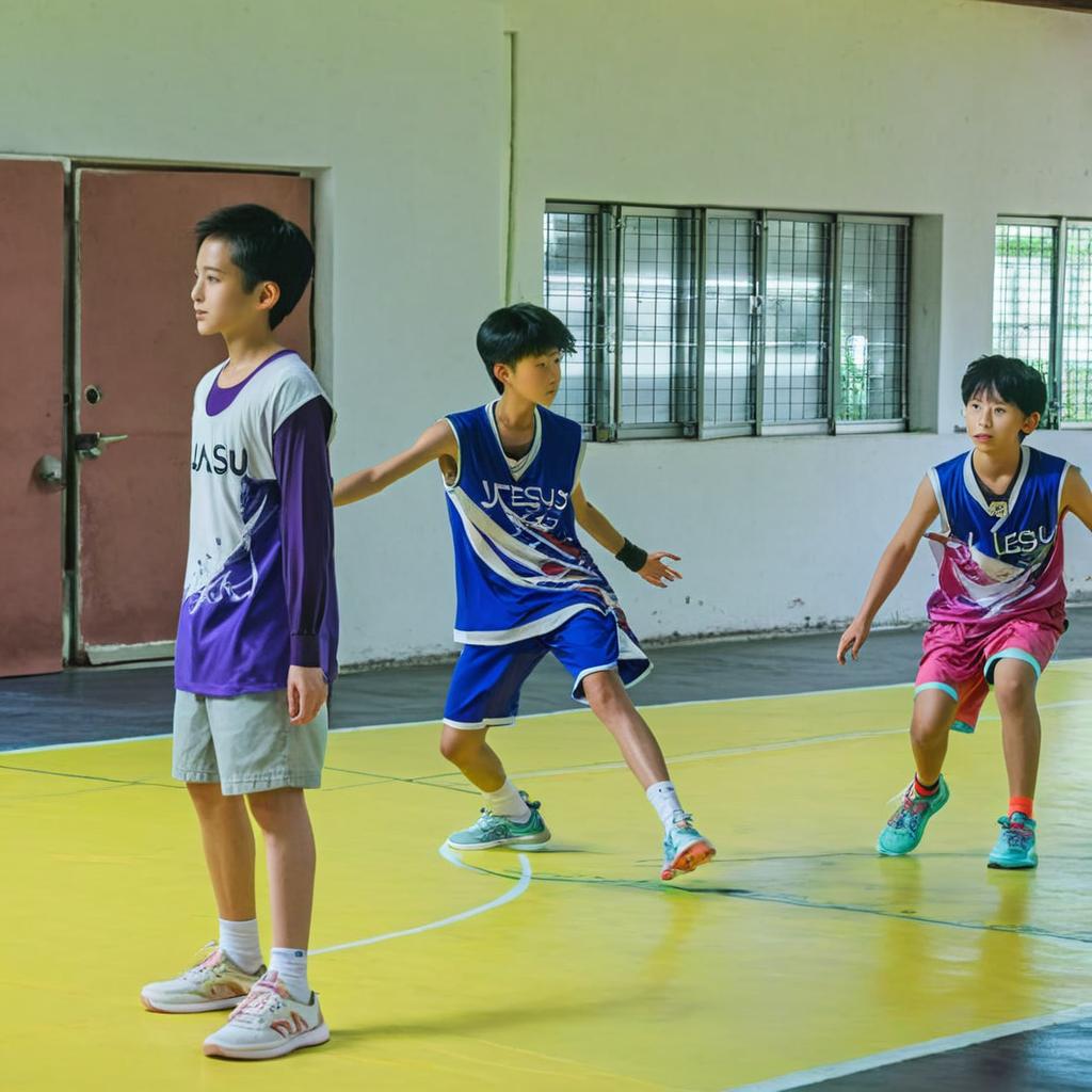 Vibrant Ghibli-Inspired Basketball Scene | Idyllic AI Art