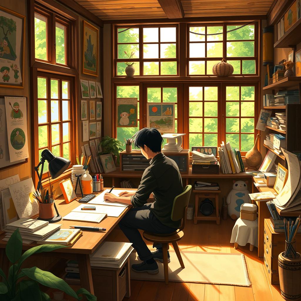 Cozy Animation Studio: A Ghibli-Inspired Creative Space
