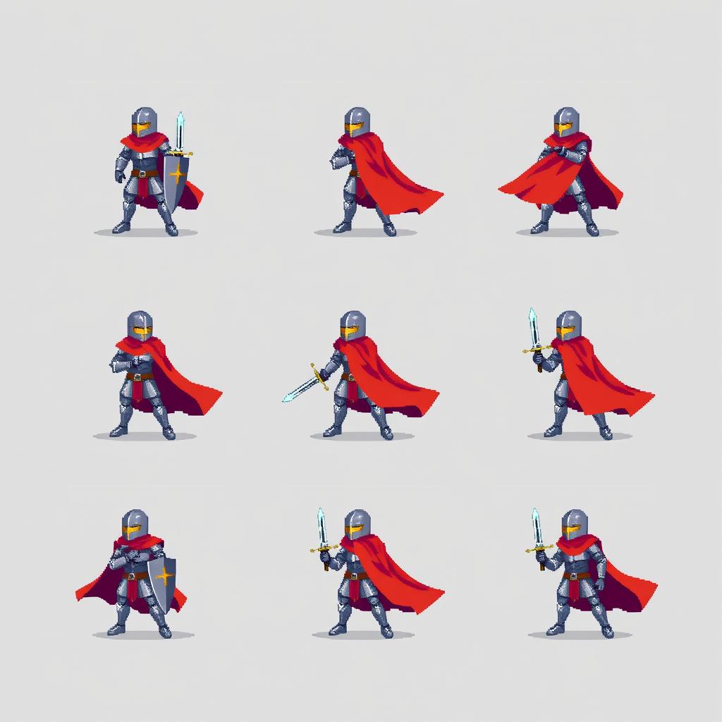 Dynamic 2D Pixel Art Knight Sprites Collection