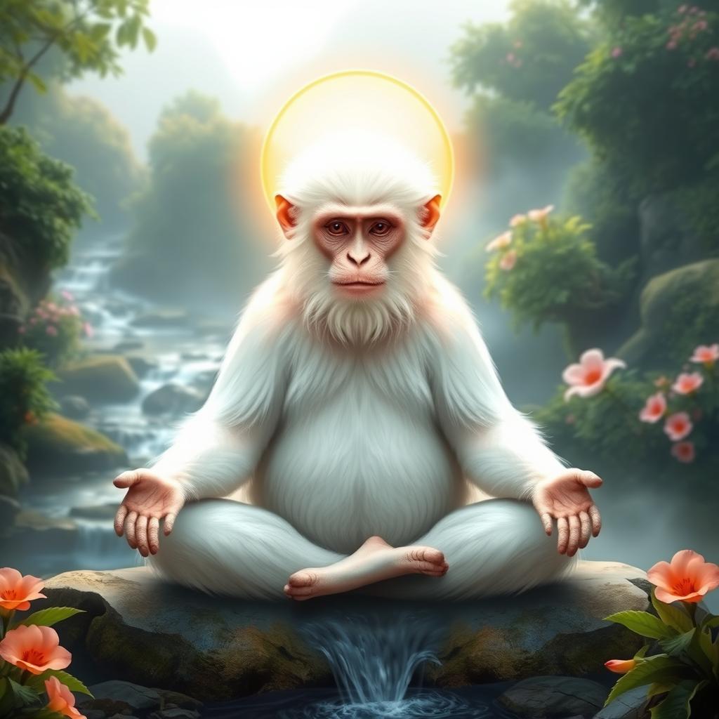 Majestic White Monkey: A Serene Ascended Master in Nature