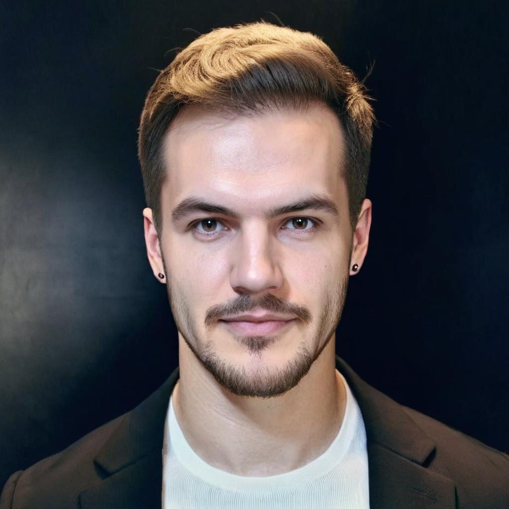 Dynamic Portrait of Strength: Muscular Confidence Against Dark Background