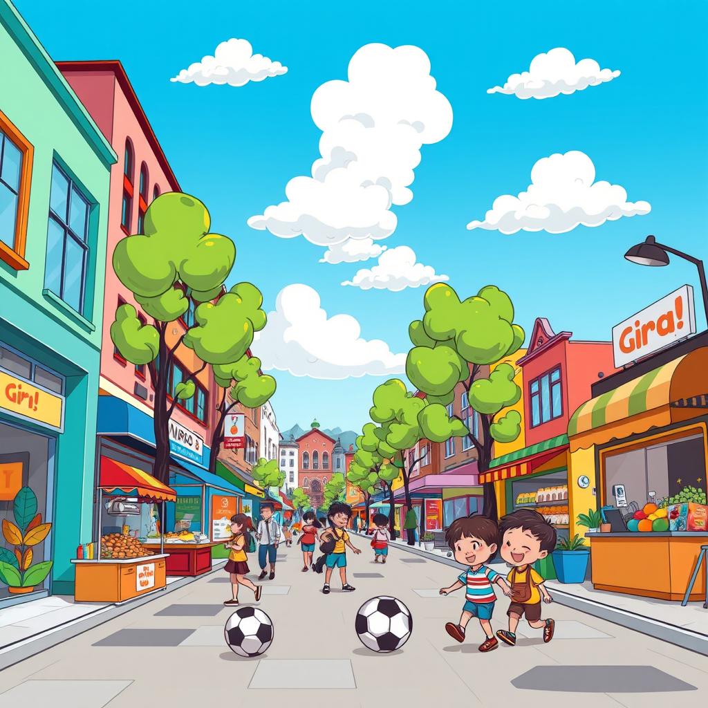 Vibrant Cartoon City Street Illustration | Whimsical Characters ...