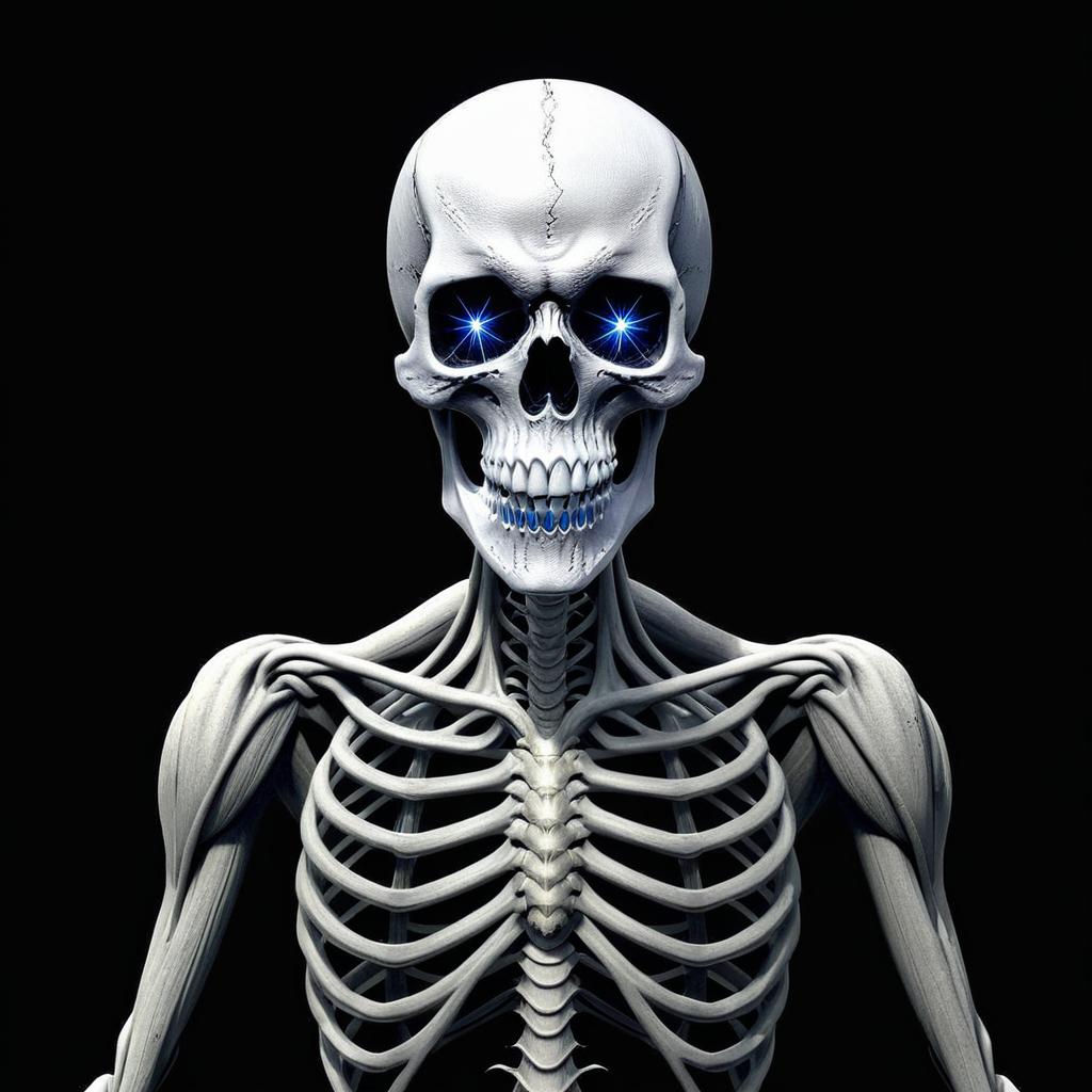 Whimsical Cartoon Skeleton Creating a Galaxy of Stars | Idyllic