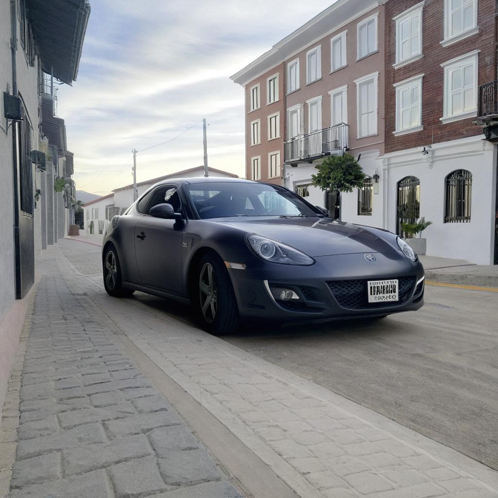 Sleek Black Car Displaying Stylish Modifications on Urban Street