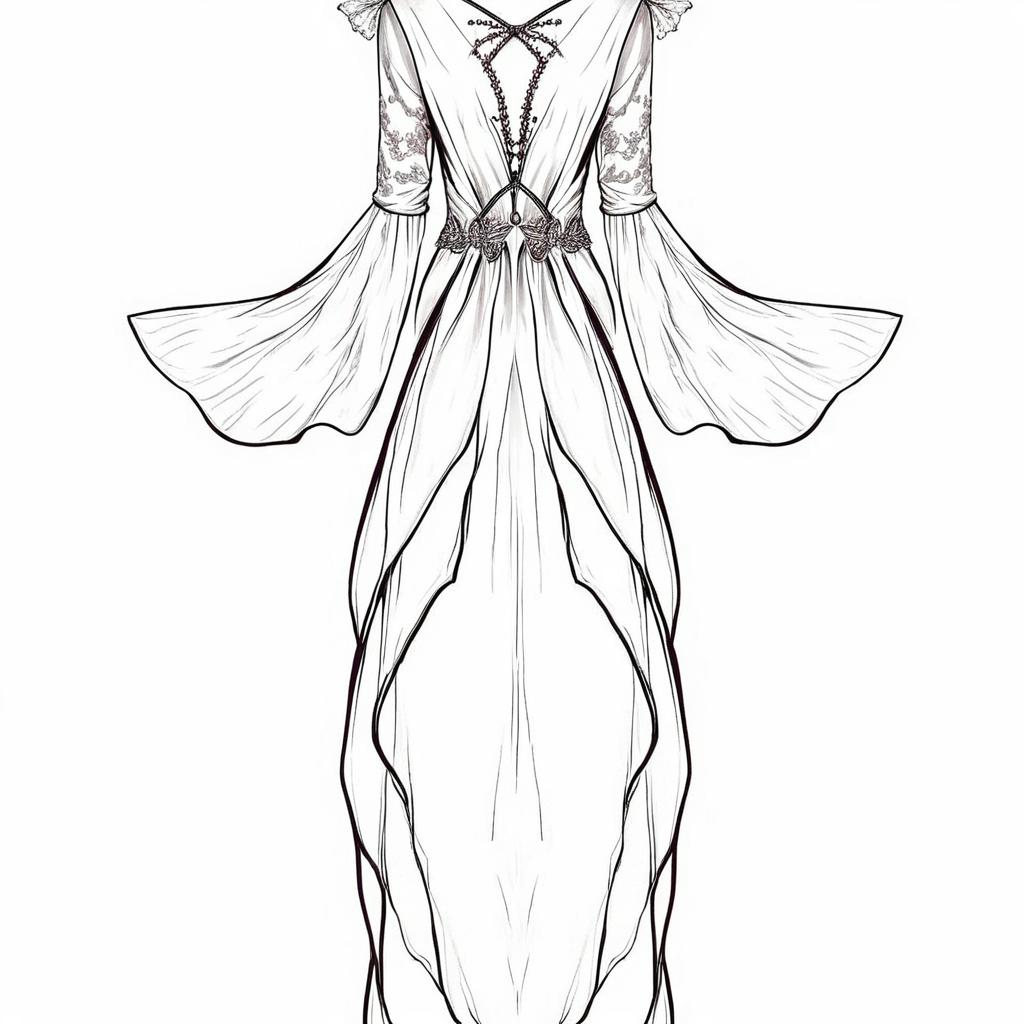 Elegant Gown Back Design: Intricate Details & Ethereal Accents
