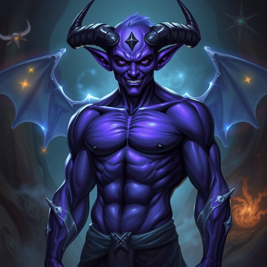 Epic Tiefling Character Art: Violet Skin & Ethereal Glow