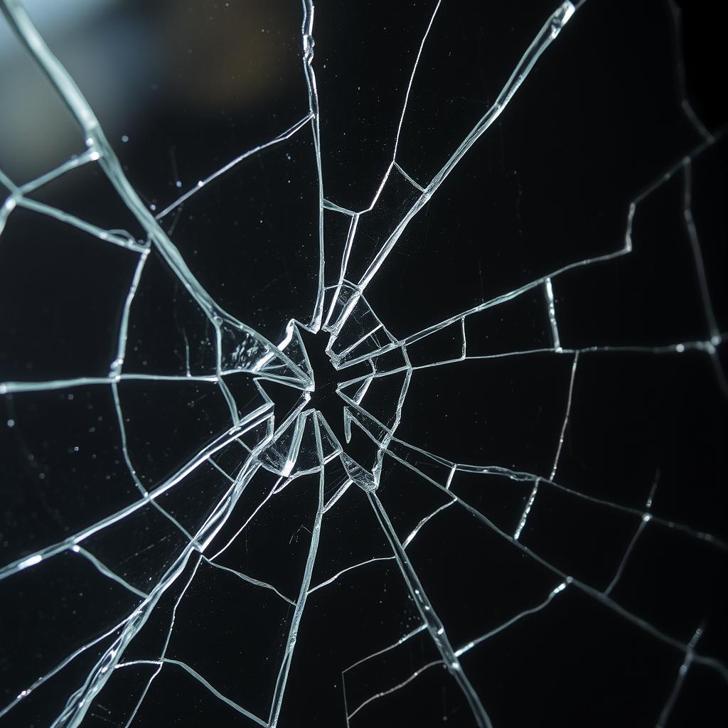 Dramatic Close-Ups of Cracked Glass: Textures & Details