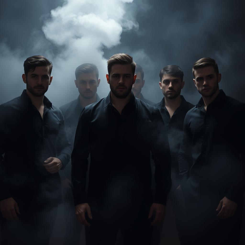 Mysterious Men in Black: A Dreamlike Ethereal Scene