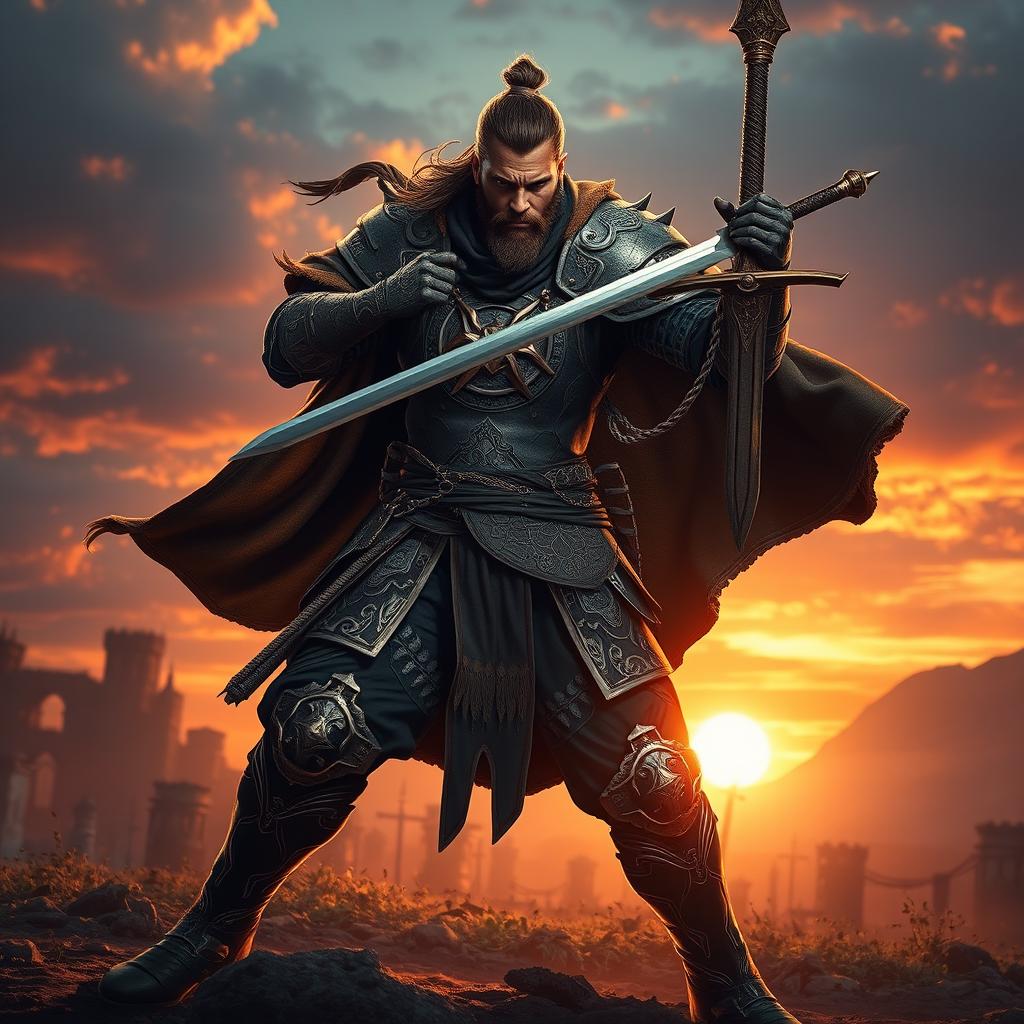 Epic Swordmaster in Dynamic Pose | AI-Generated Fantasy Art