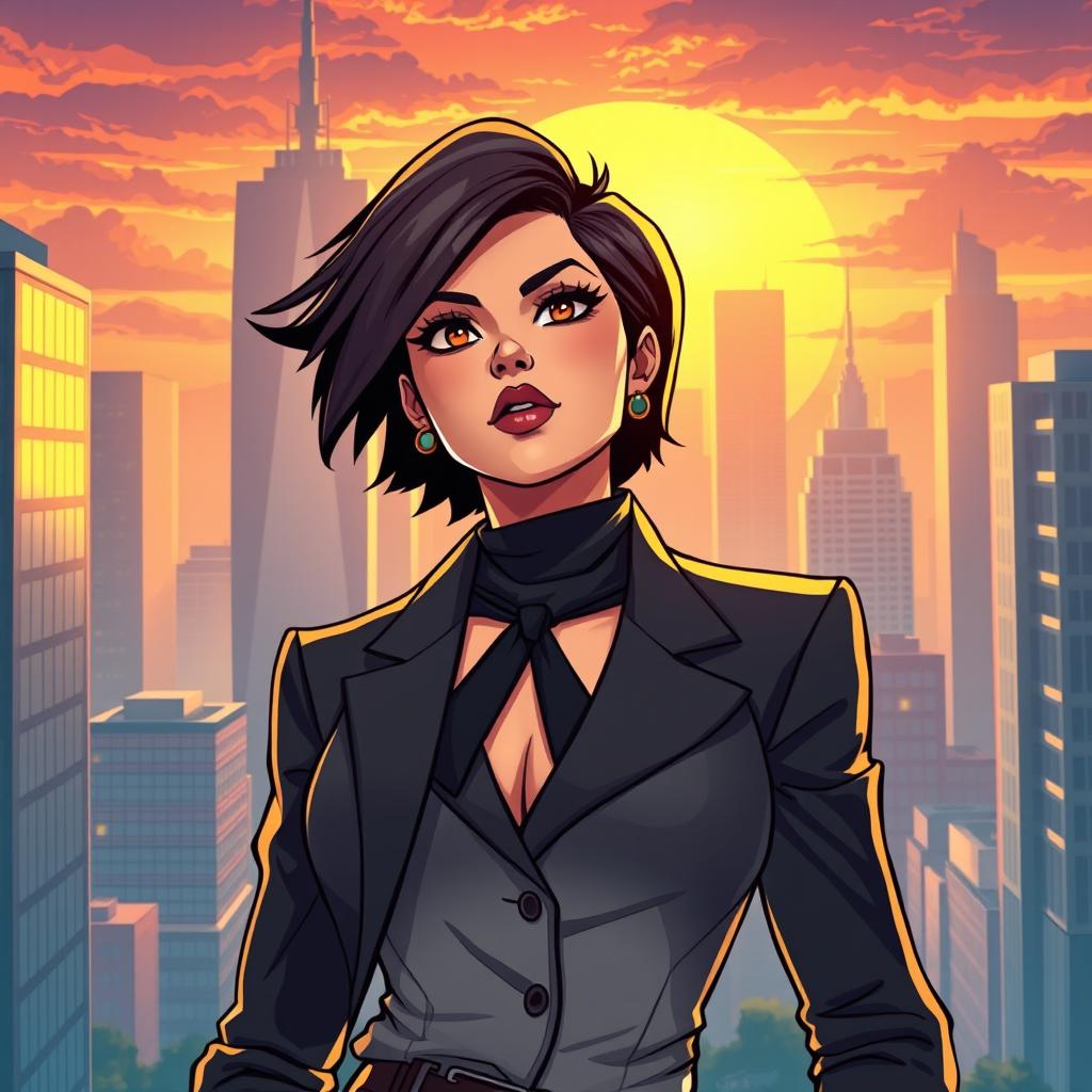Empowering Portrait of a Female Leader in a Dynamic Cityscape