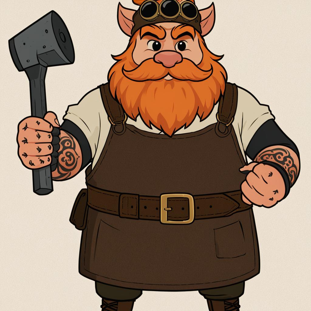 Burly Blacksmith Illustration - Vintage Cartoon Style