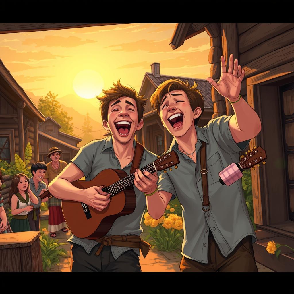 Joyful Singing in a Rustic Village: A Festive Celebration