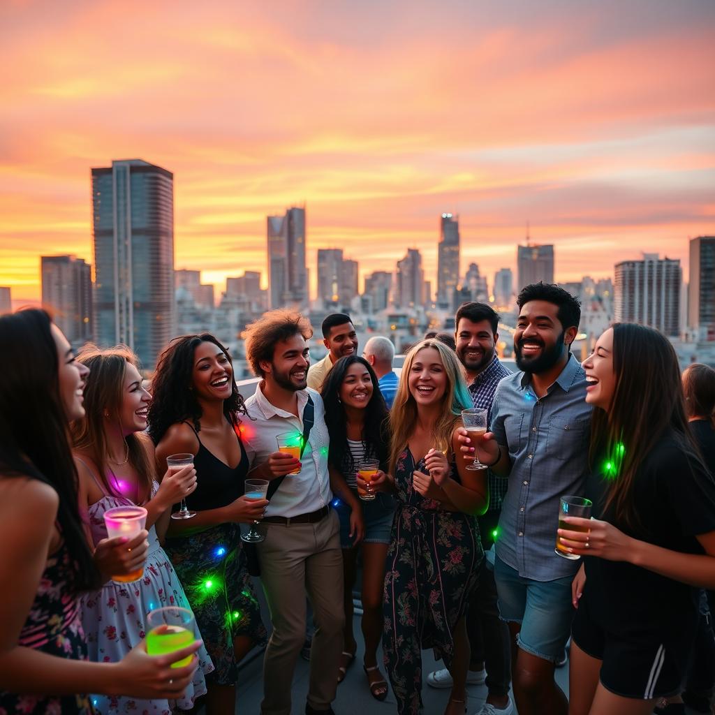 Sunset Rooftop Party: A Joyful Evening with Friends