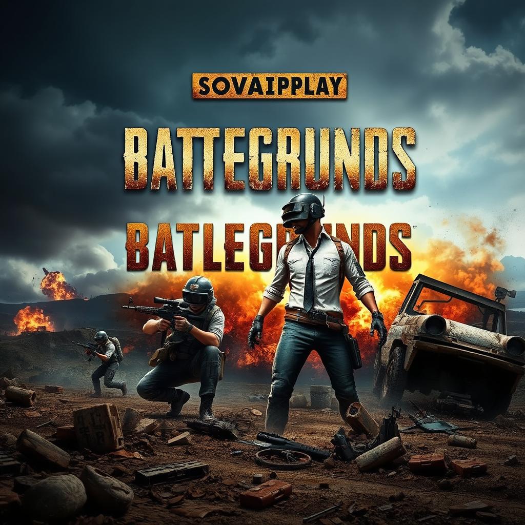 Dynamic PUBG Cover Design for Sovaiplay: Intense Action and Rugged ...