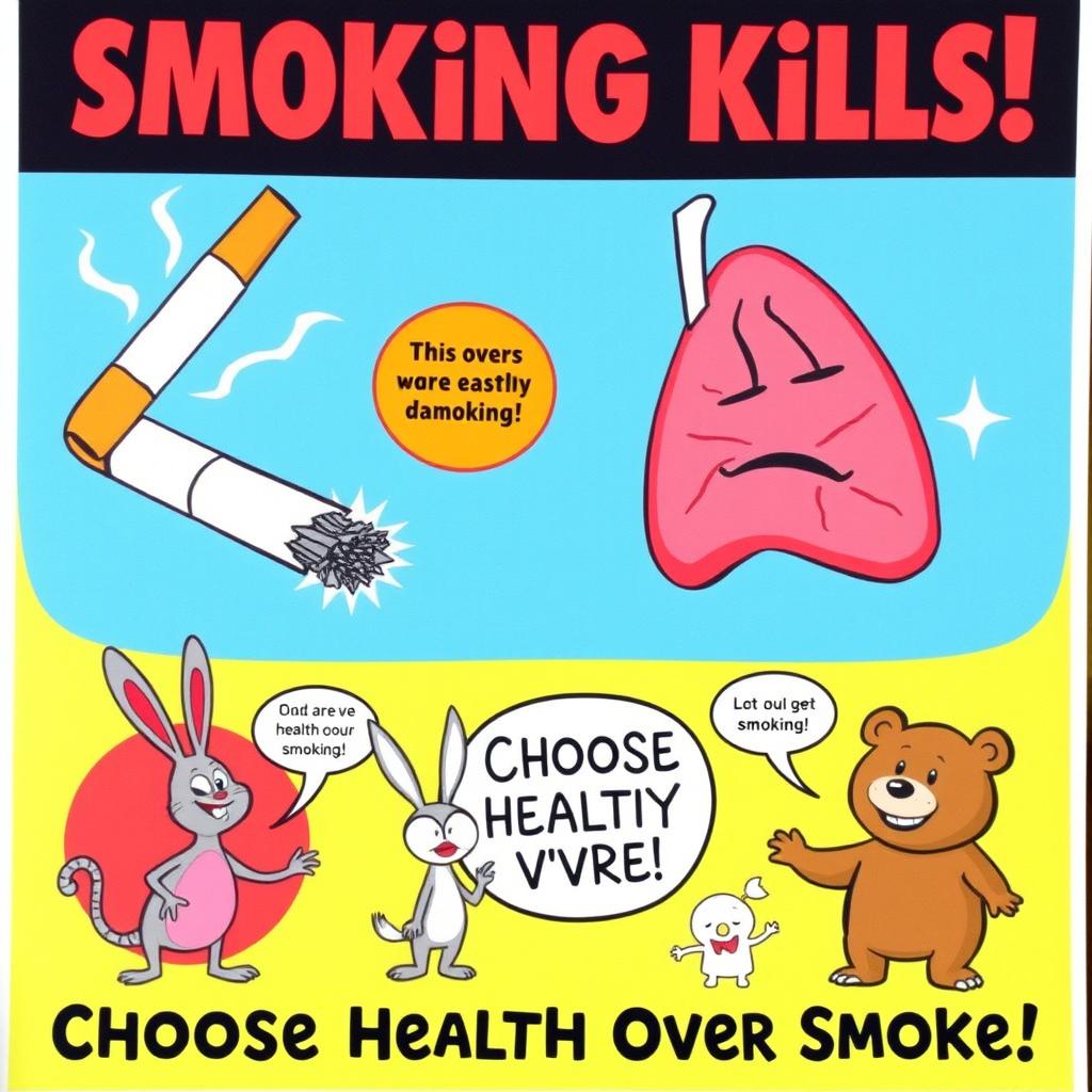 Vibrant Anti-Smoking Poster for Kids | Fun & Engaging Graphics