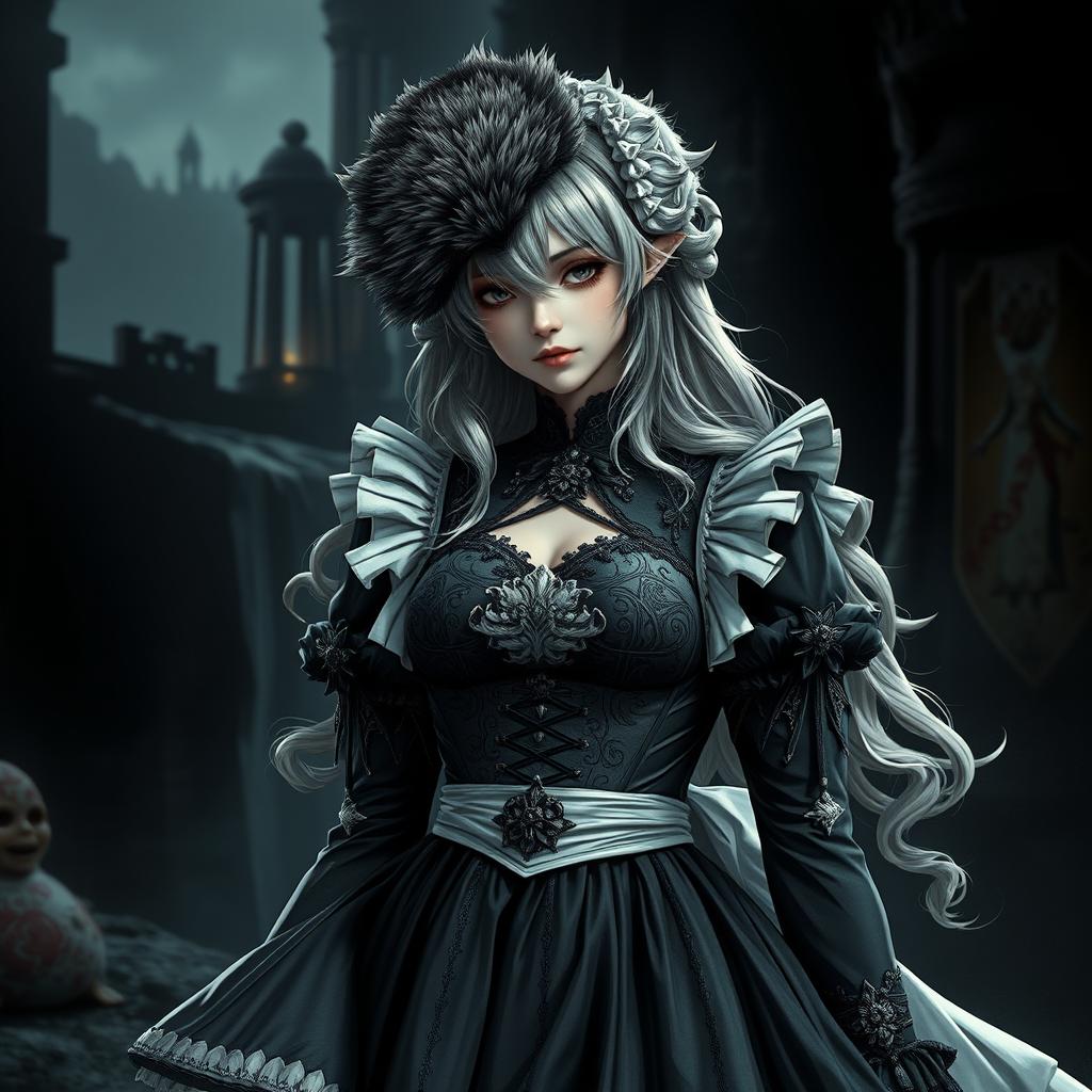 Gothic Dark Souls-Inspired Maid Character Art
