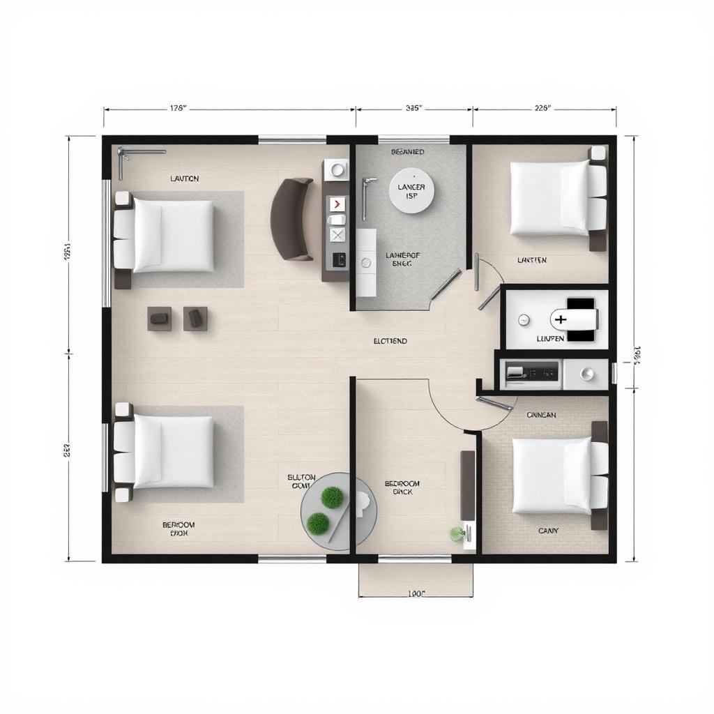 Detailed Modern Apartment Floor Plan - 104 Square Meters