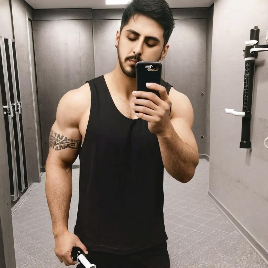 Confident Male Fitness Model Posing in a Gym: Strength and Determination