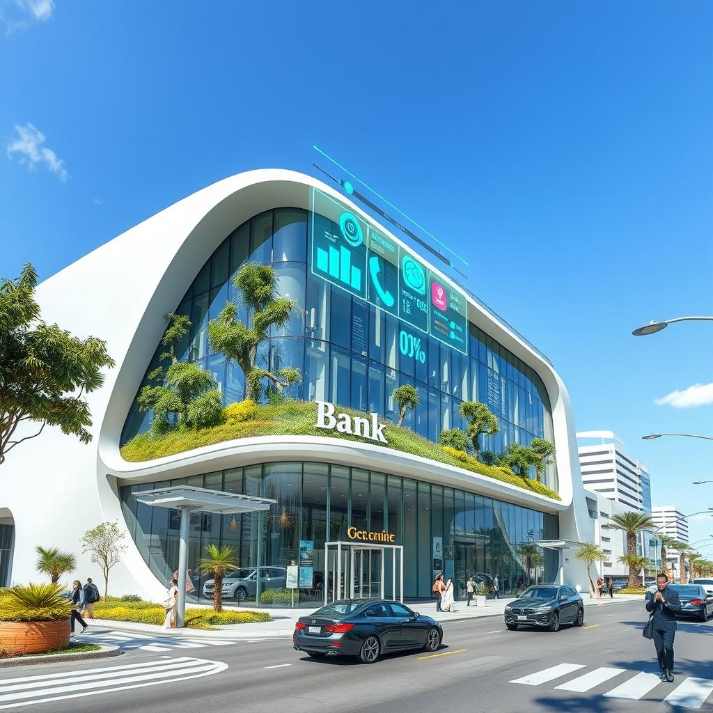 Futuristic Bank of 2100: Architectural Innovation and Eco-Friendly Design