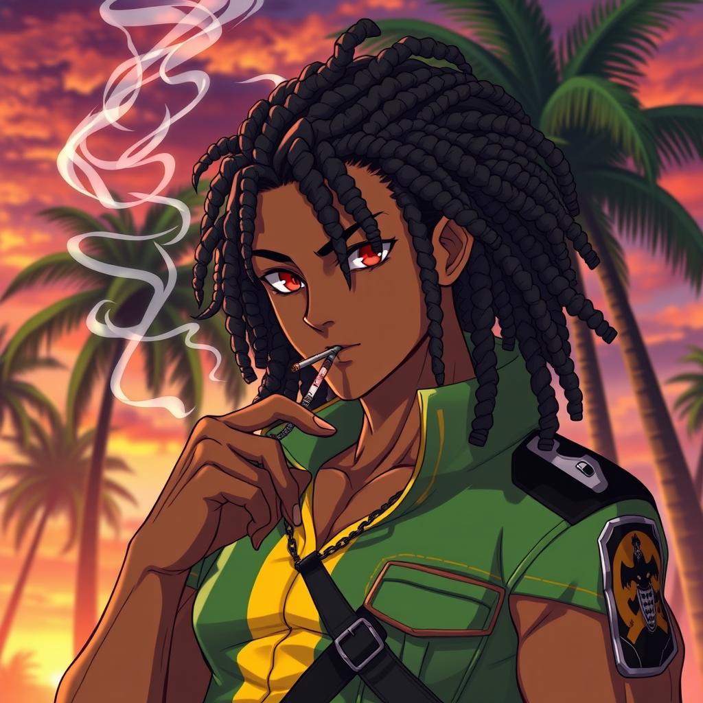 Vibrant Jamaican Anime Character in Attack on Titan Style | Idyllic