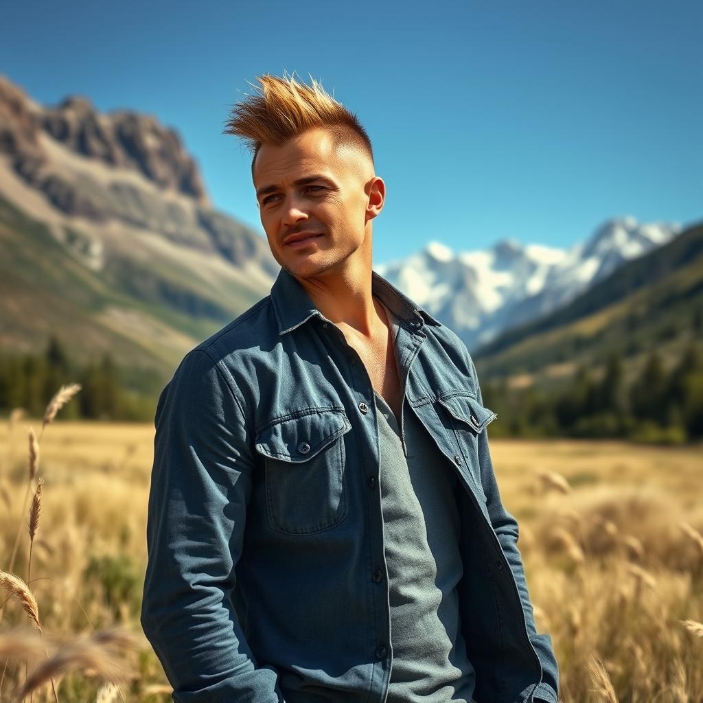 Powerful Image of a Male Singer in a Majestic Wilderness