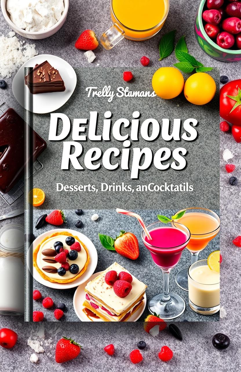 Delicious Recipes: Stunning Cookbook Cover Design for Desserts & Drinks