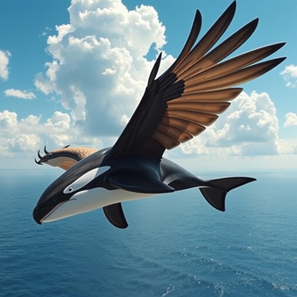 Majestic Eagle-Whale Hybrid: A Fantastical Creature in Flight