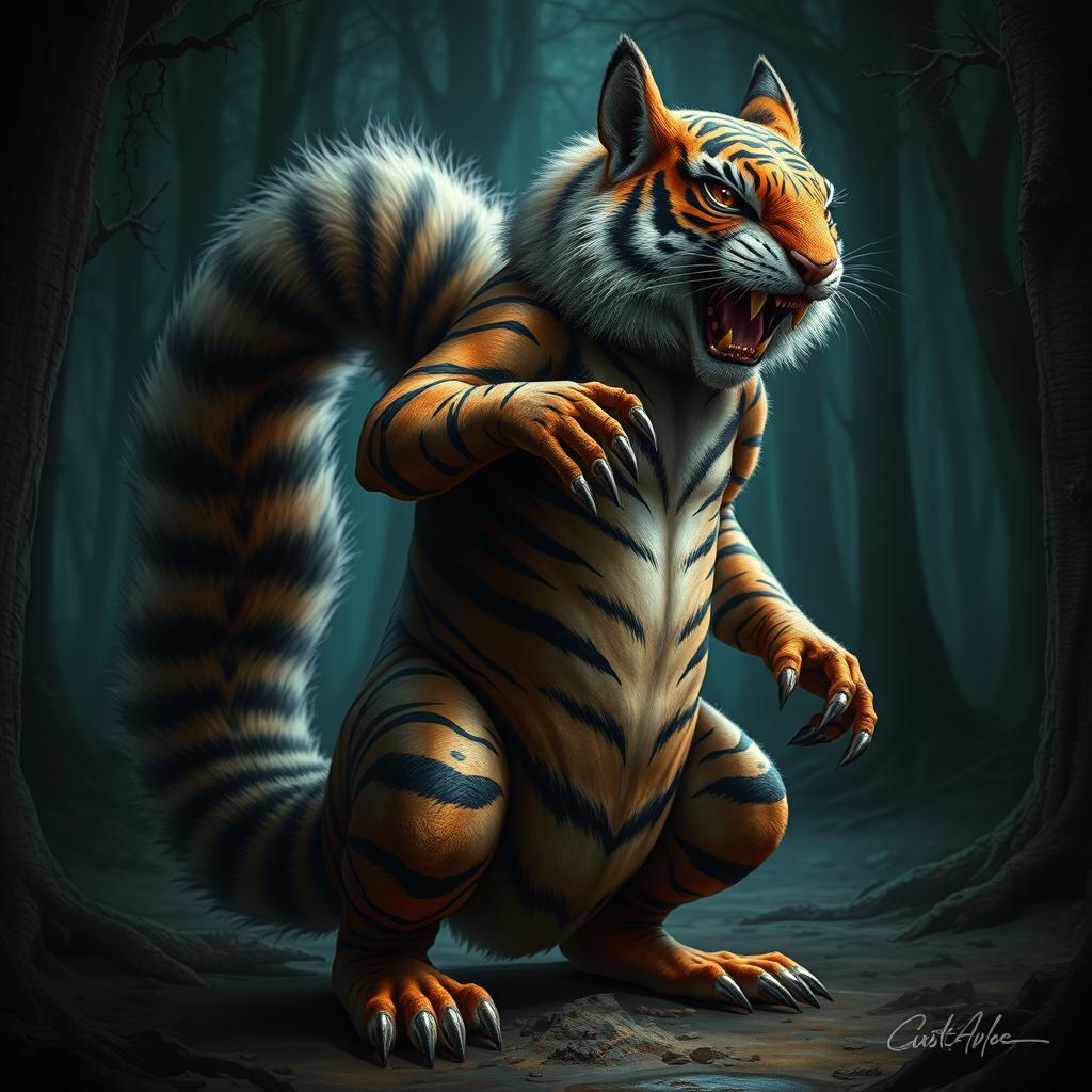 Fierce Tiger-Squirrel Hybrid: A Captivating AI-Generated Creature